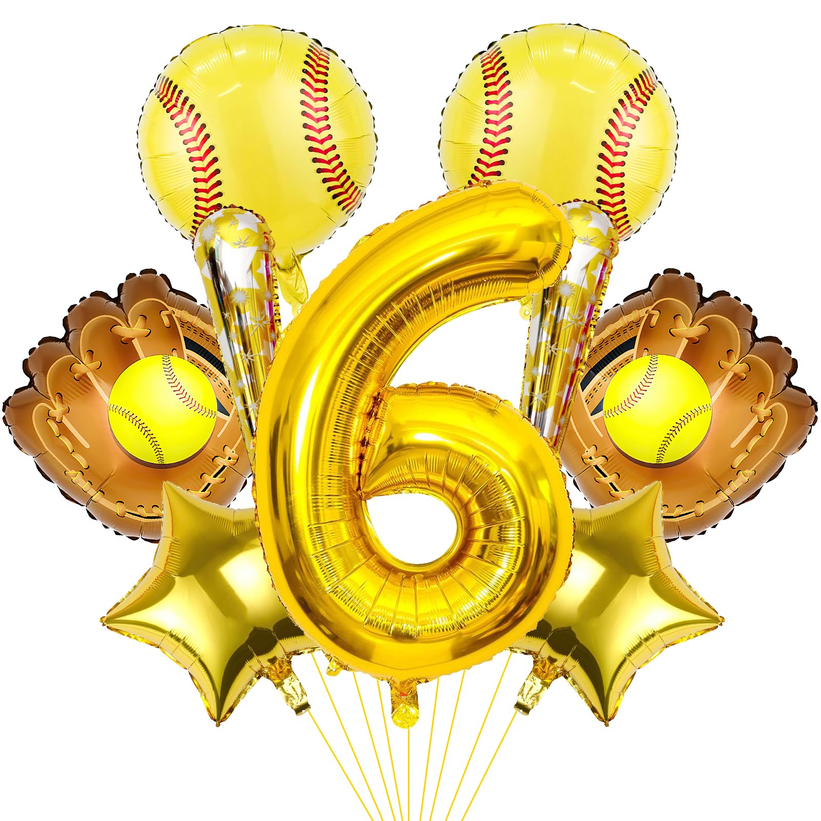 Amazon.com: 9pcs Softball Balloons, Softball Birthday Number Mylar Foil ...