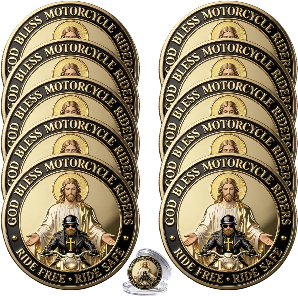 Amazon.com: Motorcycle Blessing Coin,God Bless Motorcycle Riders ...