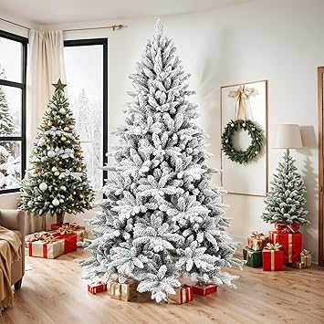 Amazon.com: 7 FT Christmas Tree Snowy Foliage with 1517 Branch Tips ...