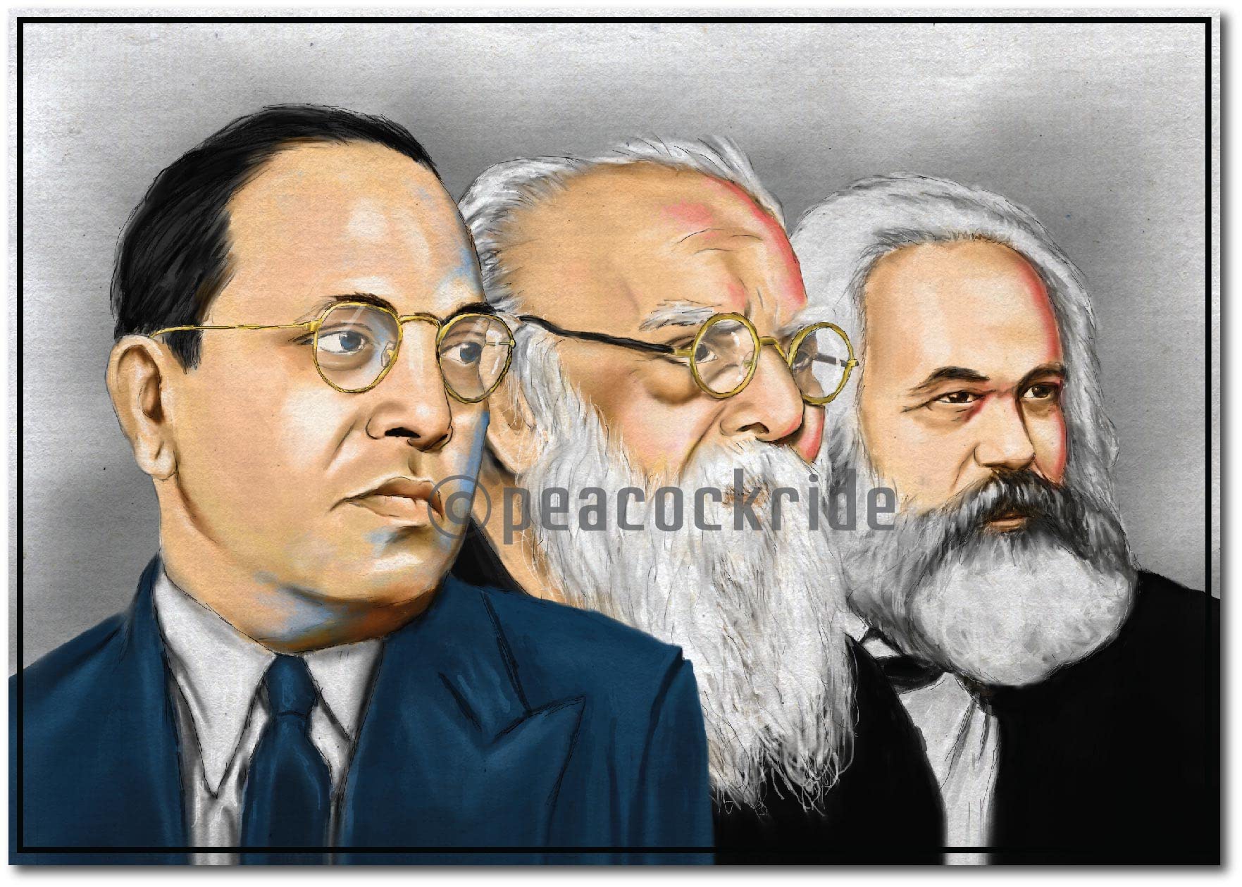 PEACOCKRIDE Ambedkar Periyar Karl Marx Wall Poster (A1, Multicolor ...