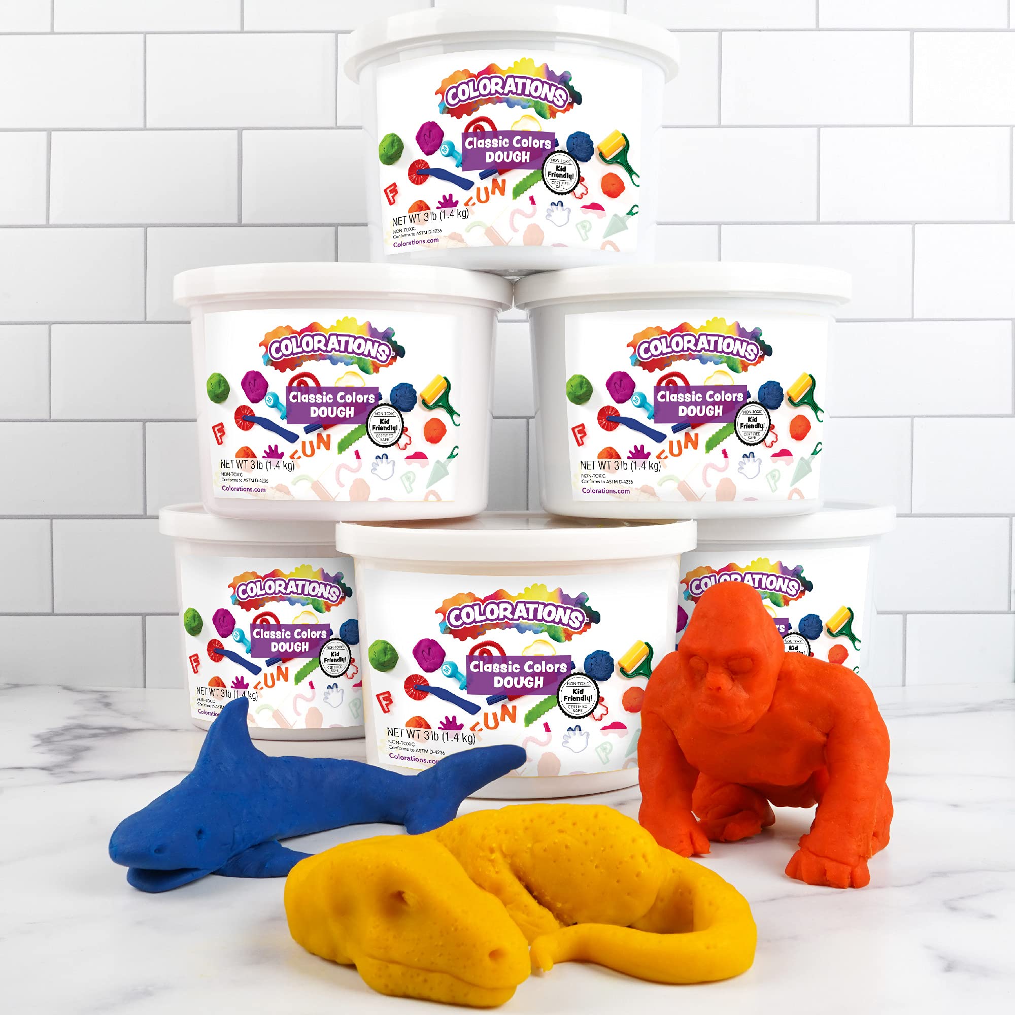 Colorations Playdough for Kids (Set of 6 - 3lb. Tubs) - Vibrant Play ...
