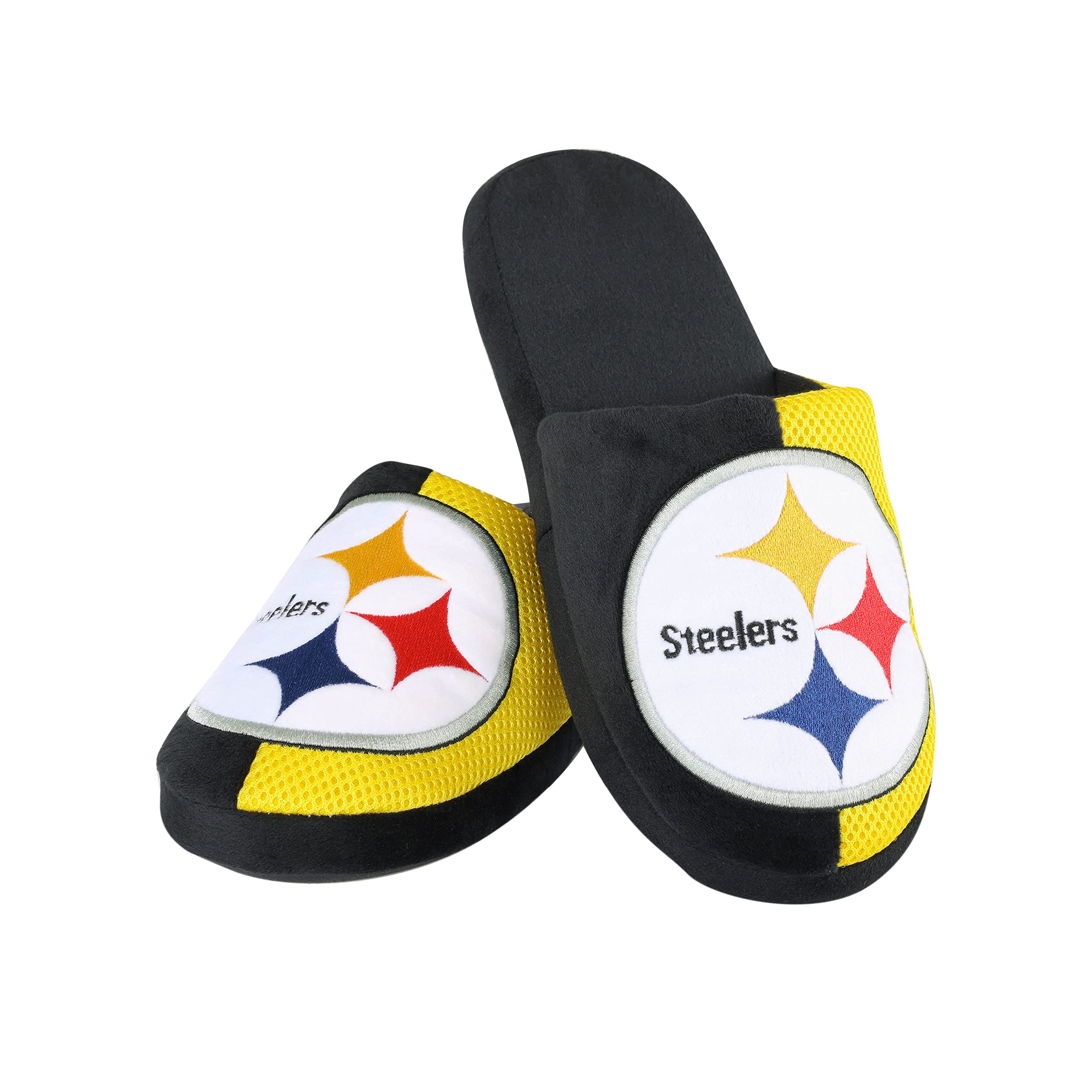 FOCO Men's NFL Team Logo Staycation Plush House Shoes Slide Slippers ...