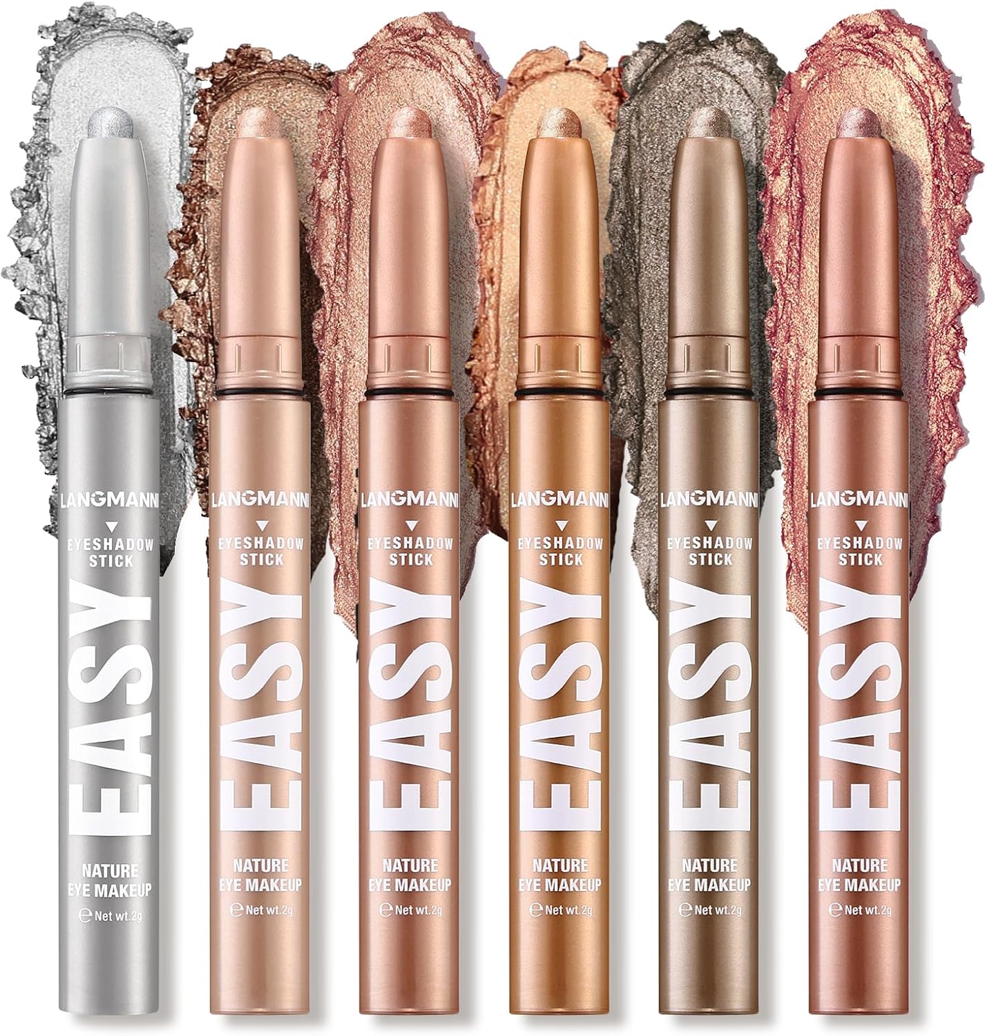 LANGMANNI Eyeshadow Stick, 6 PCS Multi-Color Eyeshadow Pen Set, Creamy ...