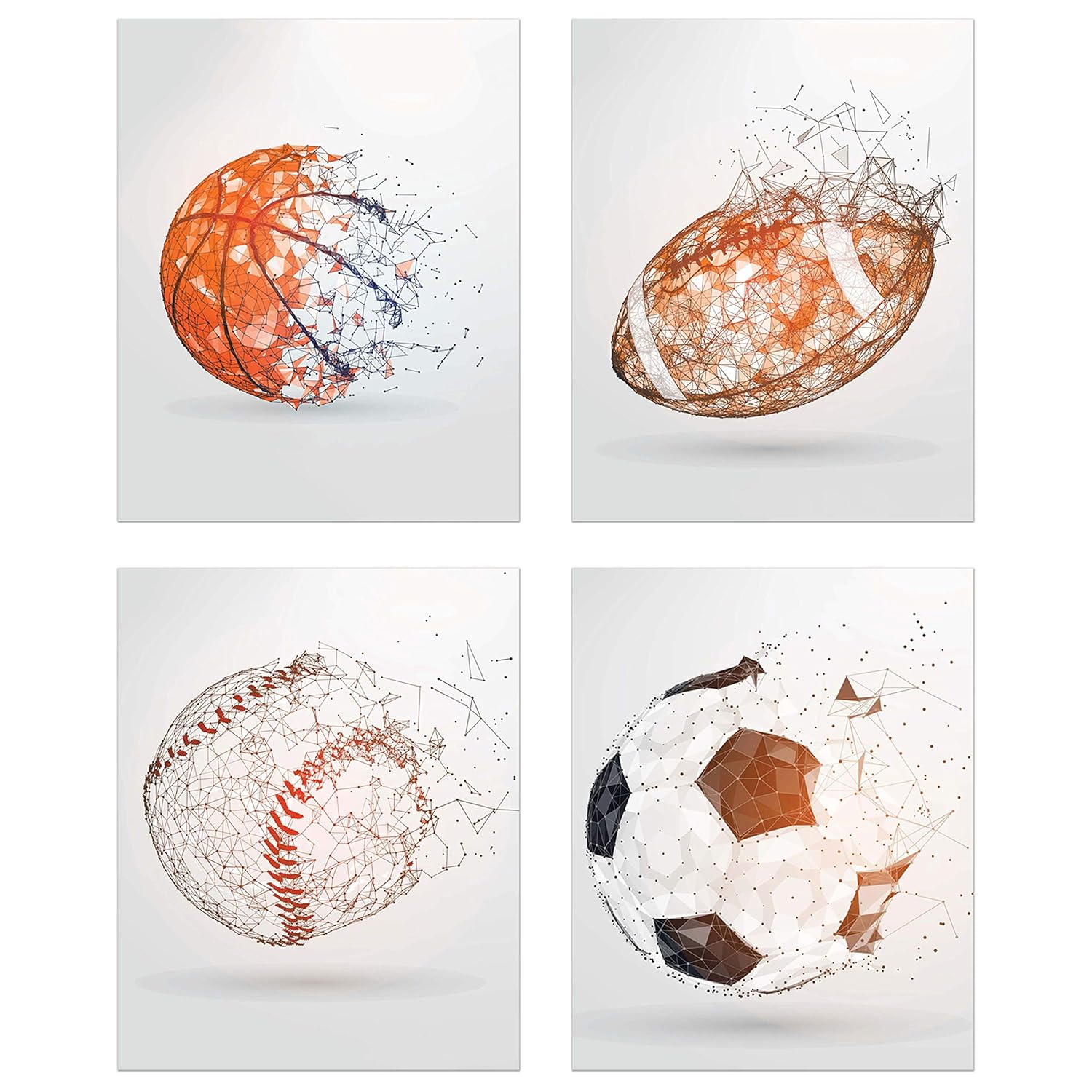 Summit Designs Sports Balls Wall Art Décor – Set of 4 Unframed (8x10 ...