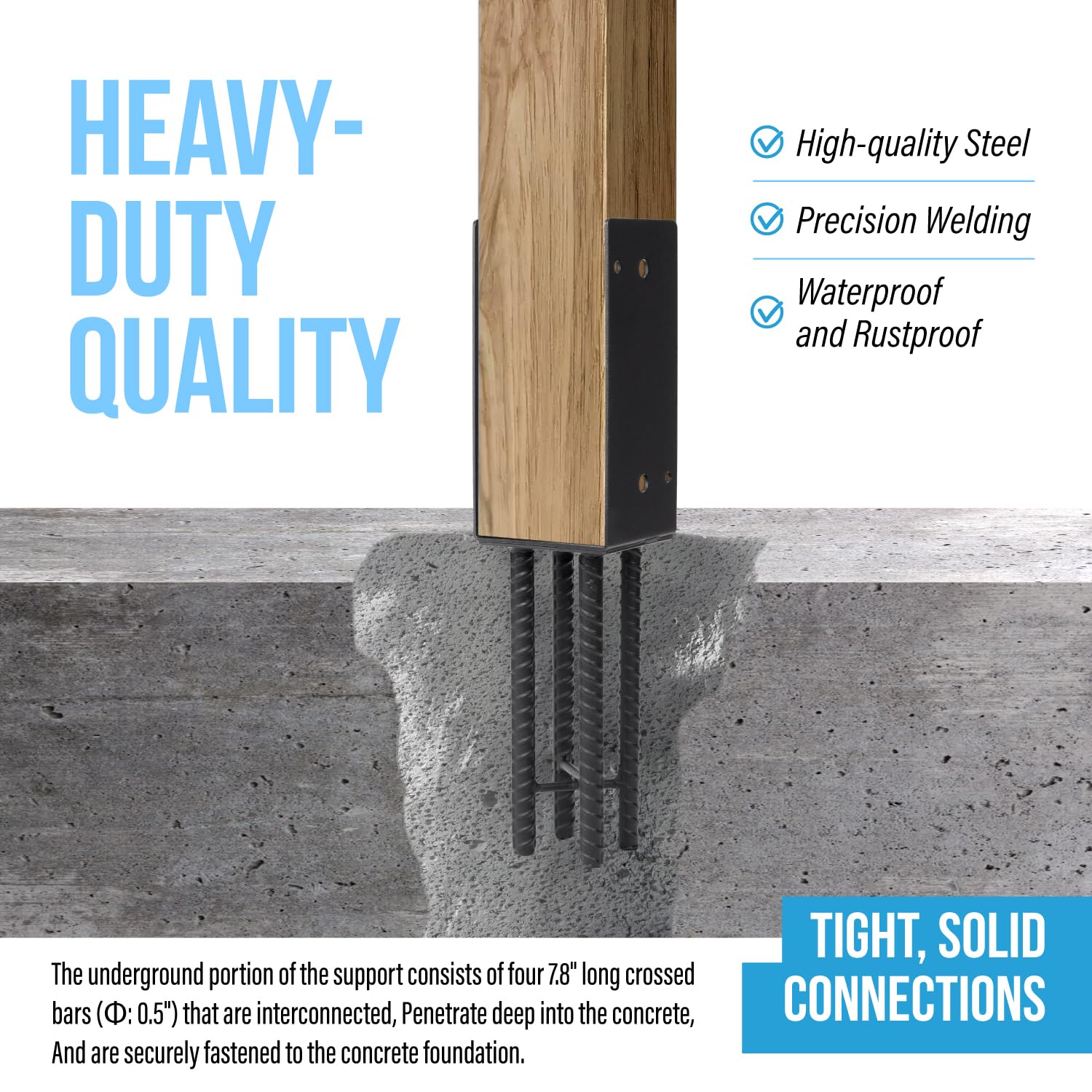 Snapklik.com : Heavy Duty U-Shape Metal Post Base Holder, 4x4