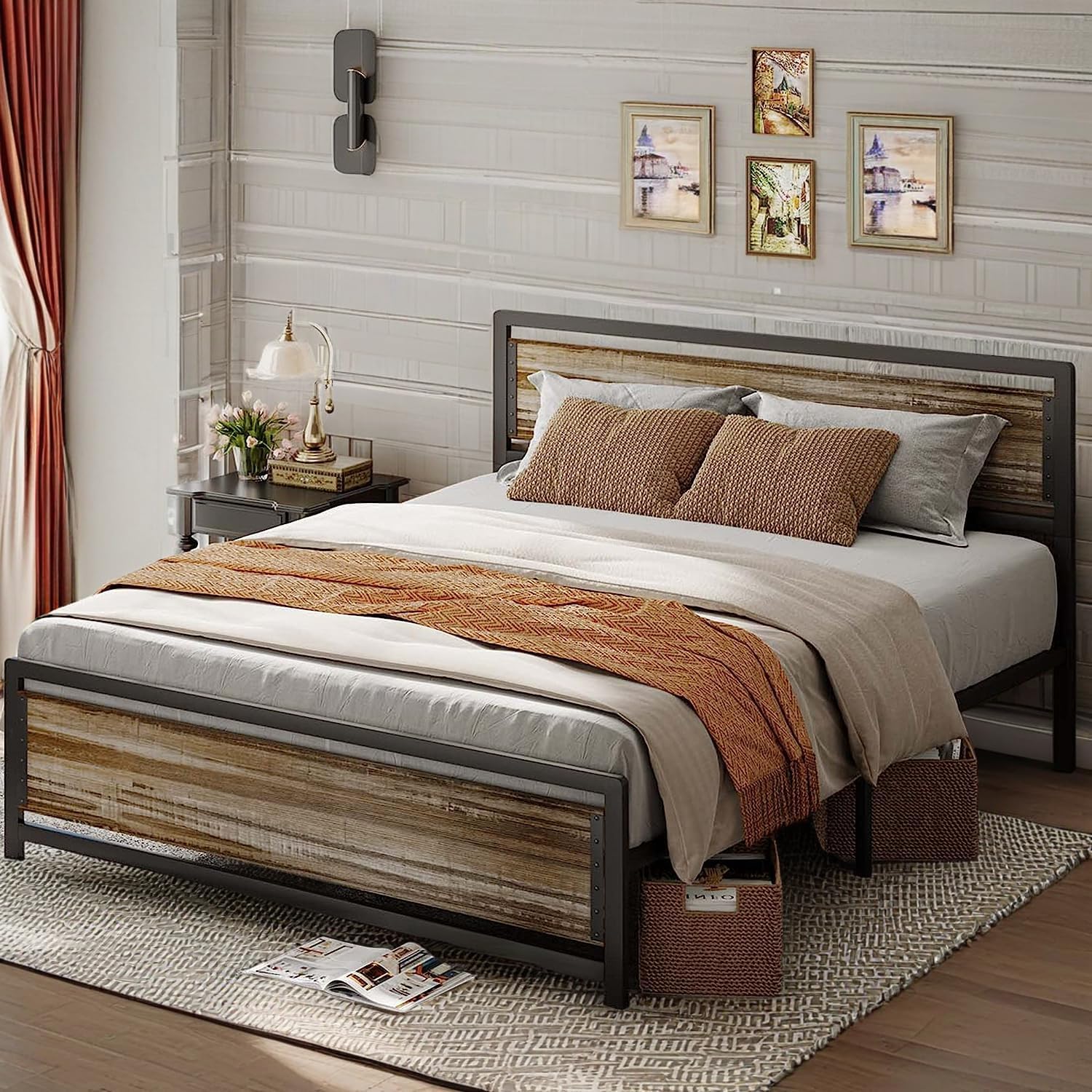 Amazon.com: Hollywood Bed Frames Enforce Base Platform, Queen, Gray ...