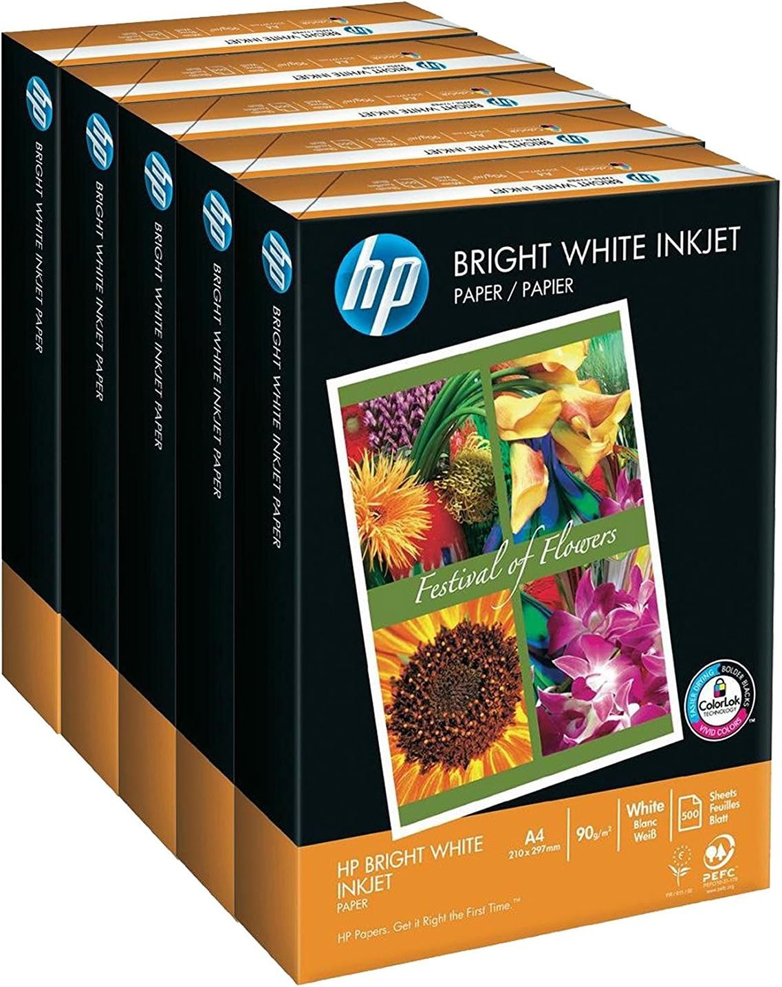 HP C1825A A4 90 gsm Paper - Bright White (Pack of 5 Reams) : Amazon.co ...