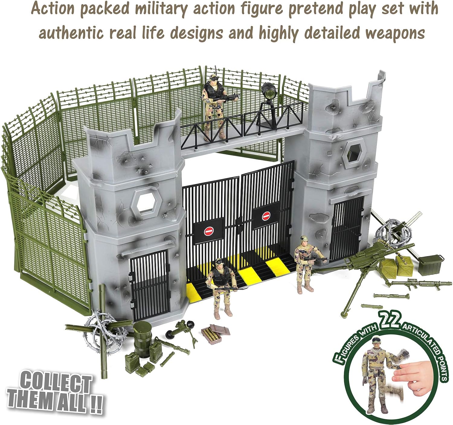 Click N' Play Military Army Base 51 Piece Play Set with Accessories ...