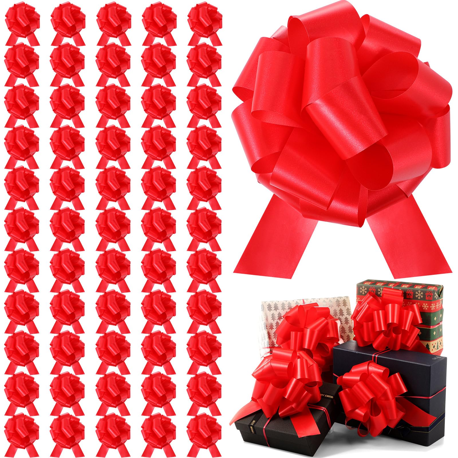 Amazon.com: Poen 60 Pcs Large Christmas Gift Pull Bows Gift Wrapping ...