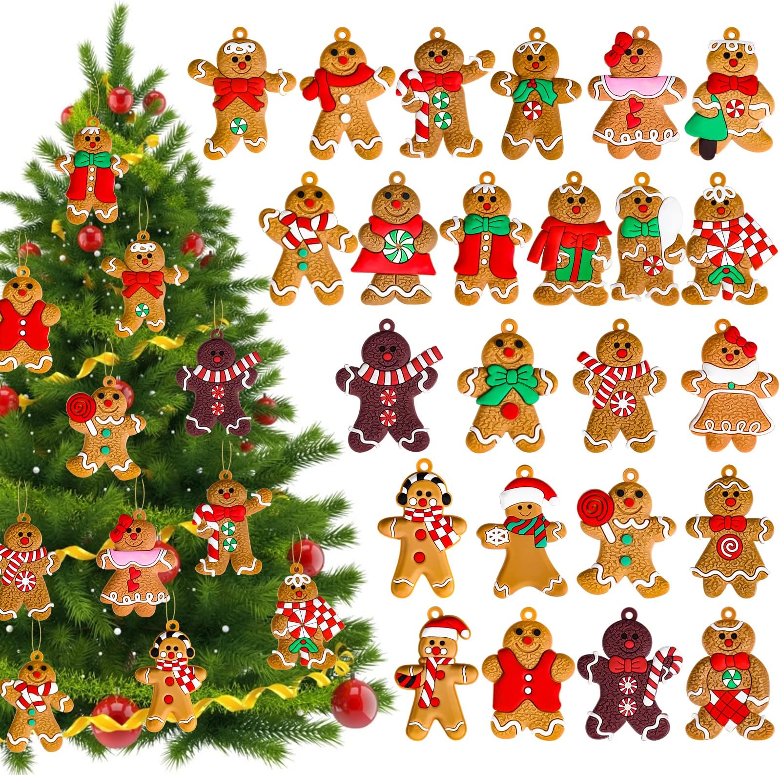 Amazon.com: Toyvian 12pcs Christmas Flatback Embellishments Gingerbread ...