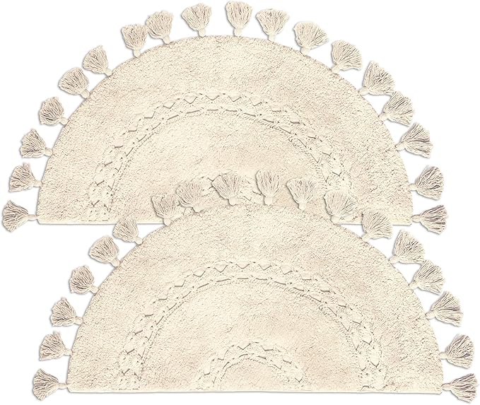 Amazon.com: Pack of 2 Unique Boho Rug - Half Circle Rug with Crochet ...