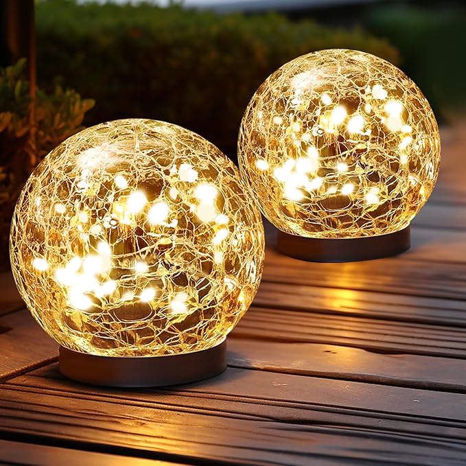 JKIMK Solar Globe Lights Outdoor Waterproof-Solar Balls for Garden ...