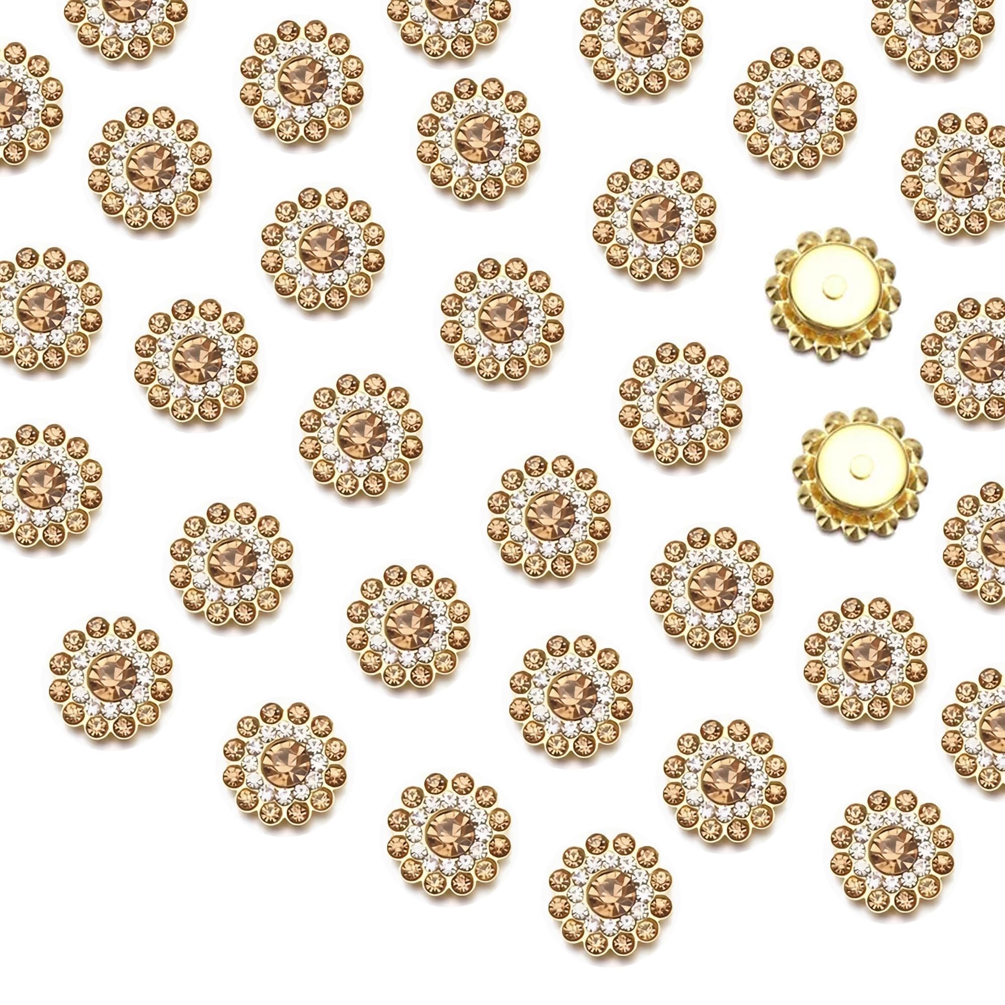 Amazon.com: 100Pcs 14mm Sew on Rhinestones Sunflower Flower Claw ...