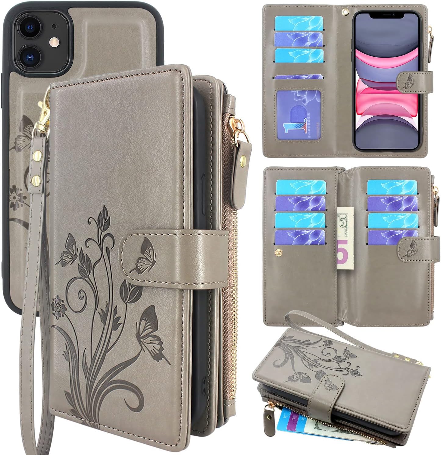 Amazon.com: Vofolen 2-in-1 Case for iPhone 11 Case Wallet Credit Card ...