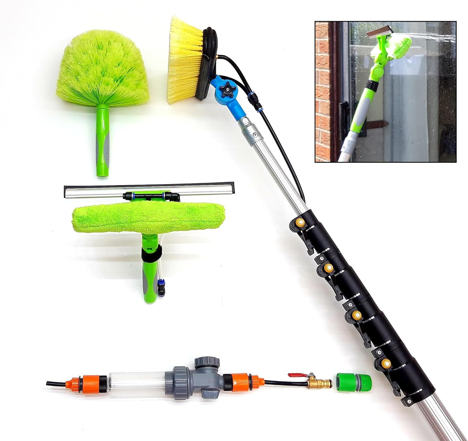 16ft-20ft-24ft Telescopic Water Fed Window Cleaning Pole, Solar panel ...