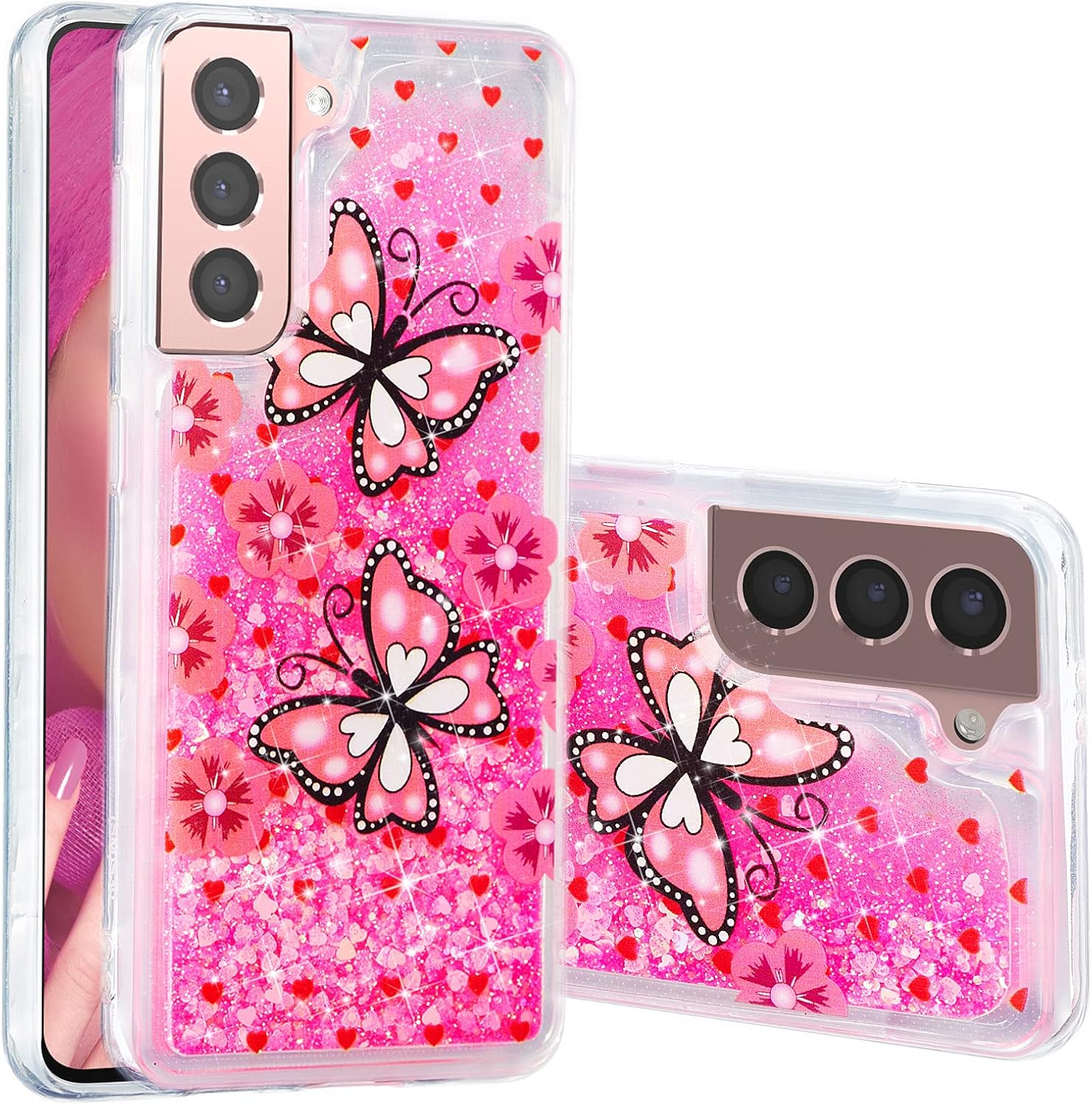 Amazon.com: QIVSTARS Case for Galaxy S21 5G Sparkling Liquid Floating ...
