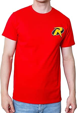 Amazon.com: BATMAN Robin R Logo Justice League DC Costume Adult T-Shirt ...