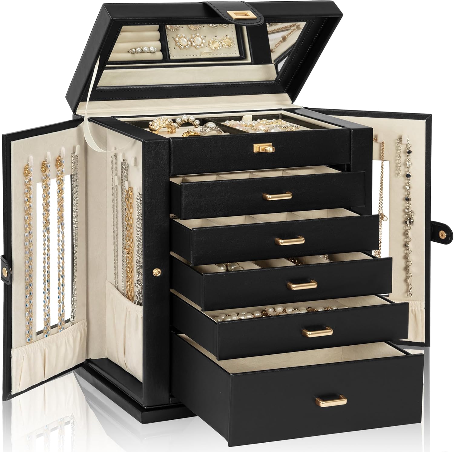 Amazon.com: AKOZLIN Jewelry Box 6-Tier Organizer Functional 360 ...