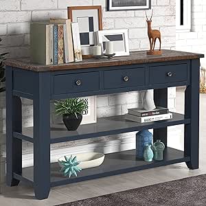Amazon.com: Polibi Solid Pine Wood Top Console Table, Modern Entryway ...