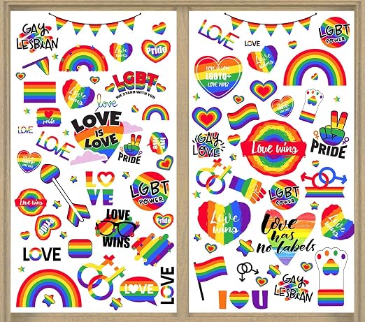 Amazon.com: Pride Window Clings for Glass Pride Day Decor Love Is Love ...