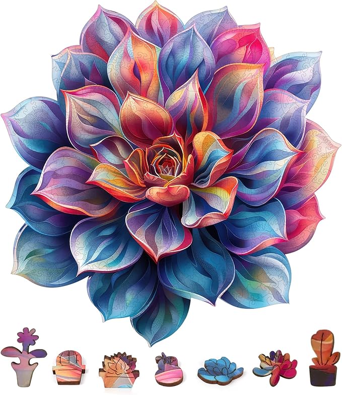 Amazon.com: Mandela Wooden Jigsaw Puzzles - Flower Succulent Plants ...