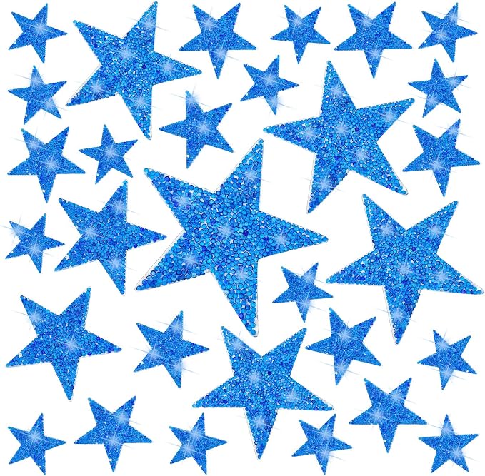 Amazon.com: 37Pieces 6 Sizes Iron On Star Patches, Rhinestone Iron on ...