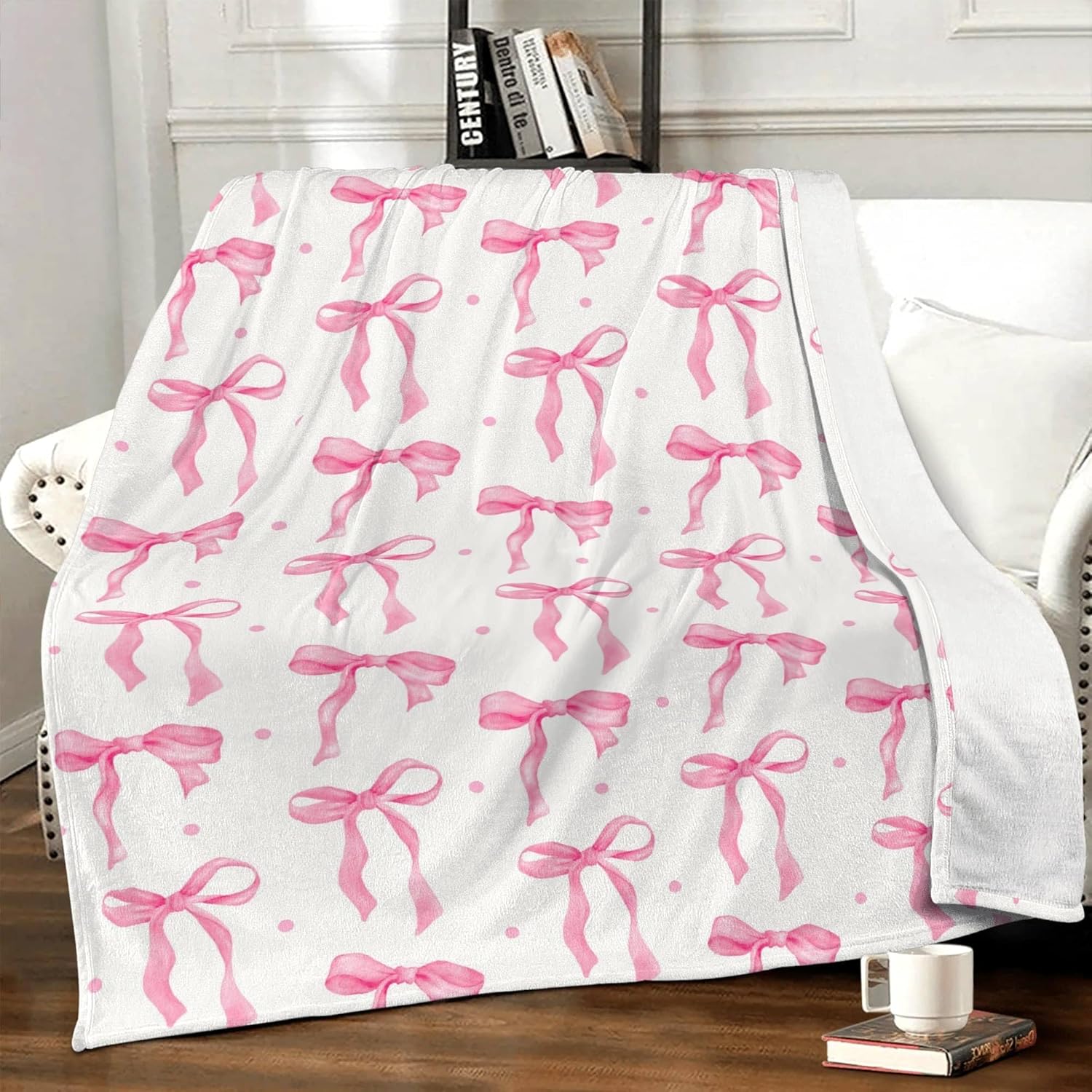 Amazon.com: VOL&BASS Pink Bow Throw Blanket 50" x 60",Cute Pink Bow ...