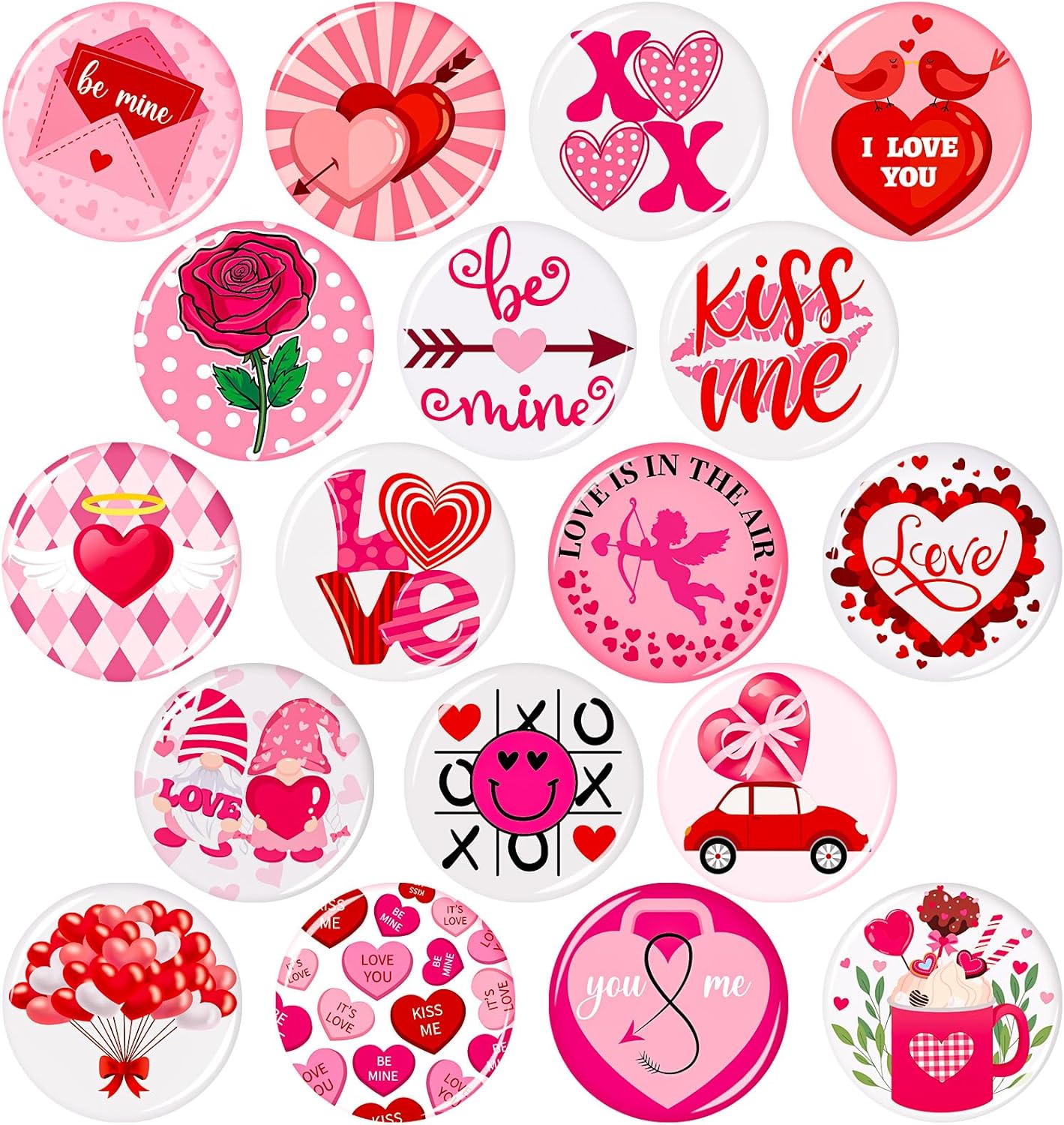 Amazon.com: SEPGLITTER 54pcs Valentine's Day Pins, Cute Pink Heart Day ...