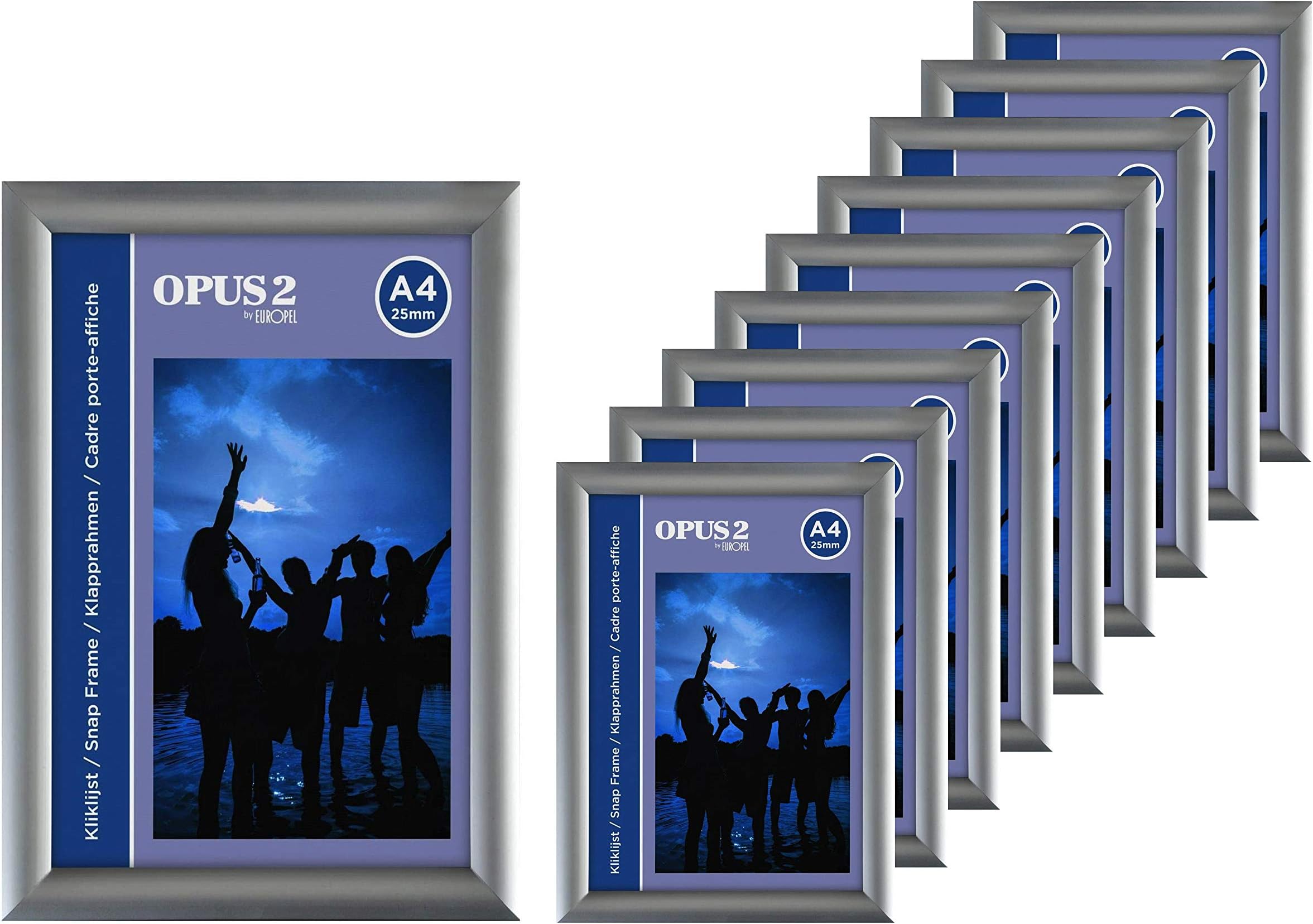 PACK OF 10 A4 SNAPFRAMES - 25mm Profile Silver Anodised Snap frame ...