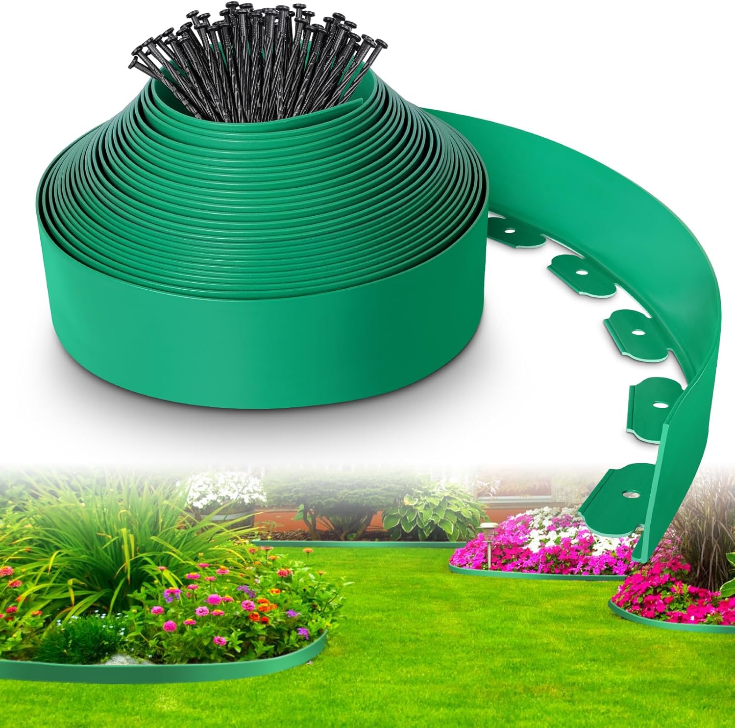 Amazon.com : 4-Inch x 33 FT Landscape Edging Border with 50 Spikes ...