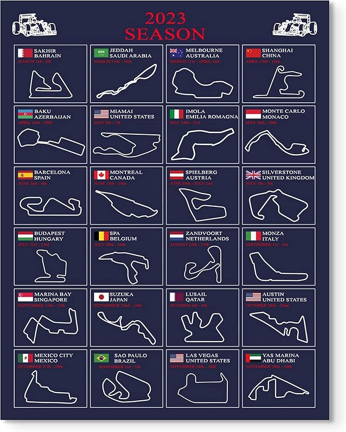 Amazon.com: PICTURE THIS PRINTS 2023 formula 1 Circuit Poster, f1 wall ...