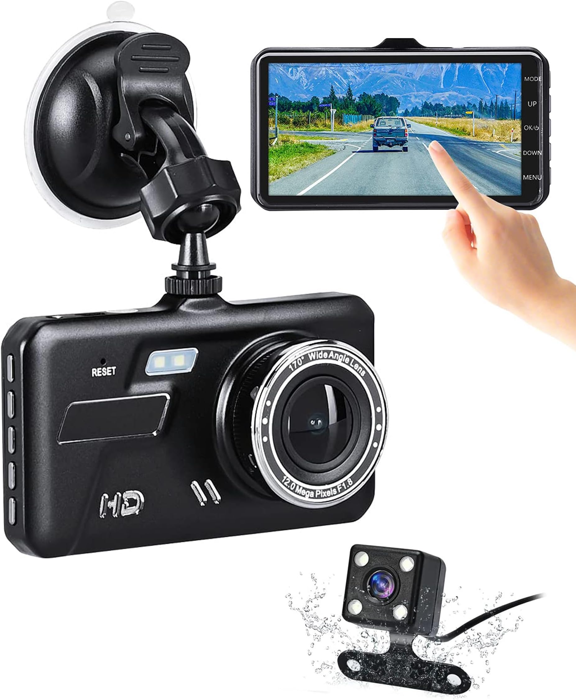 Amazon.com: Dash Cam Driving Recorder 4 inch Touch Screen, Lychee 1080P ...