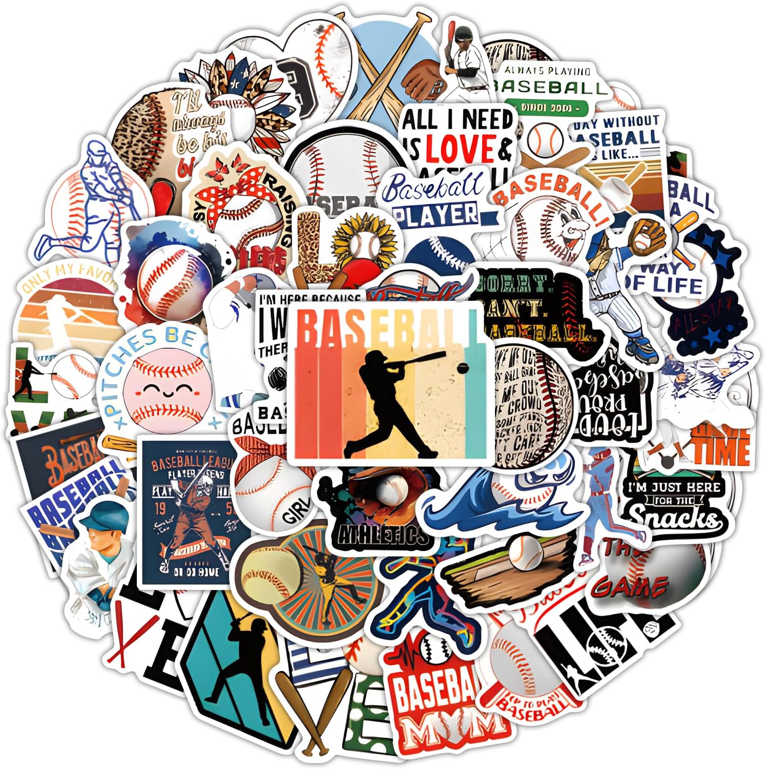 Amazon.com: TWSTYFAL 50 Pcs Stickers for Baseball, Colorful Aesthetic ...