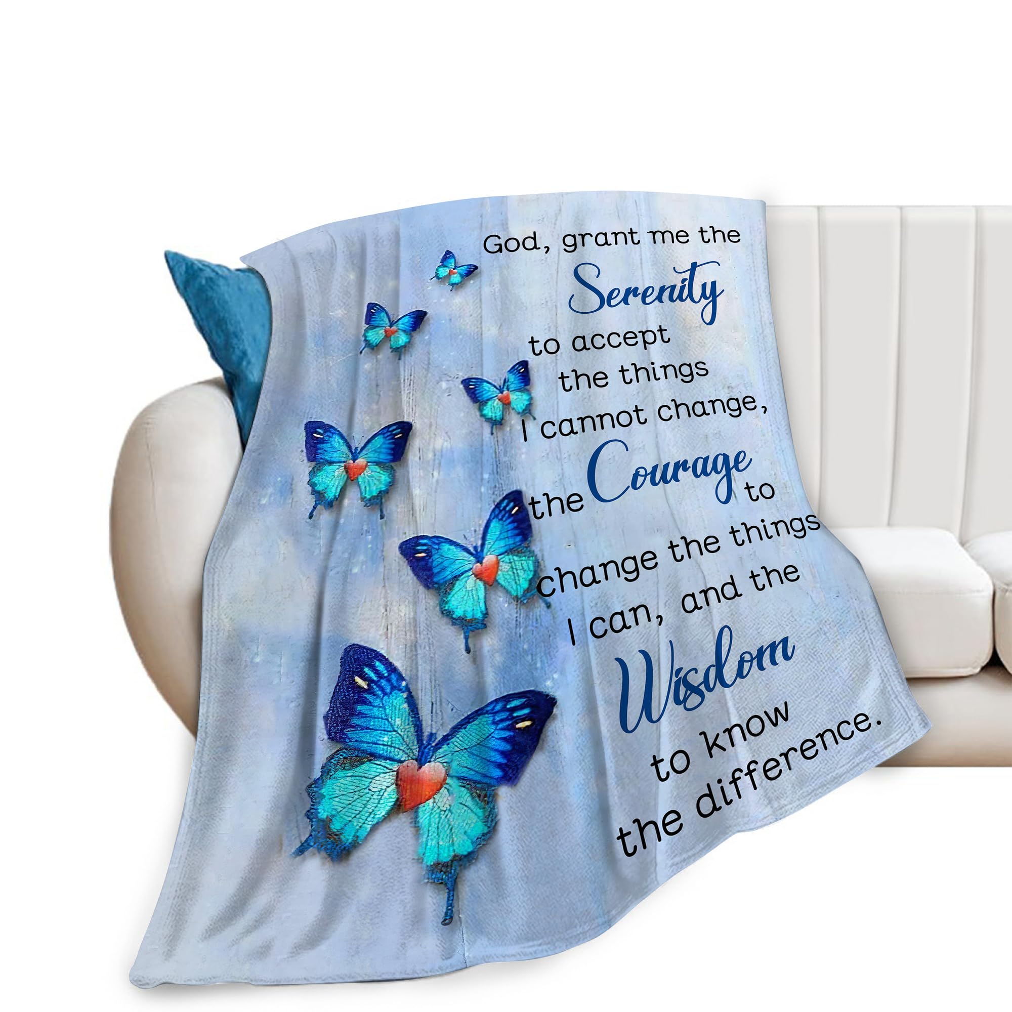Amazon.com: Butterfly Christian Blanket Scripture Serenity Prayer Throw ...