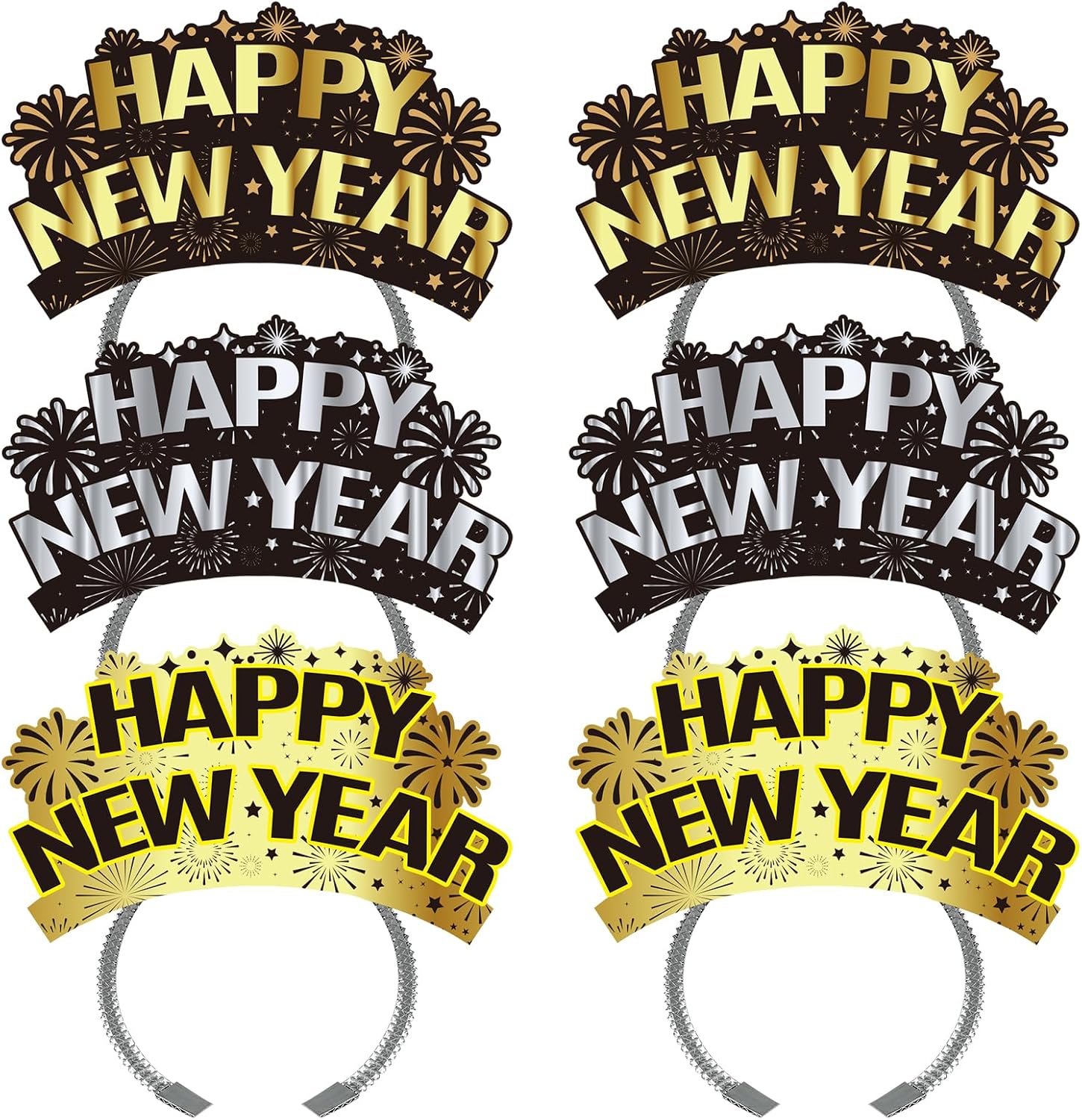 Amazon.com: KKBES 12 Pieces Happy New Year Headbands, New Years Eve ...