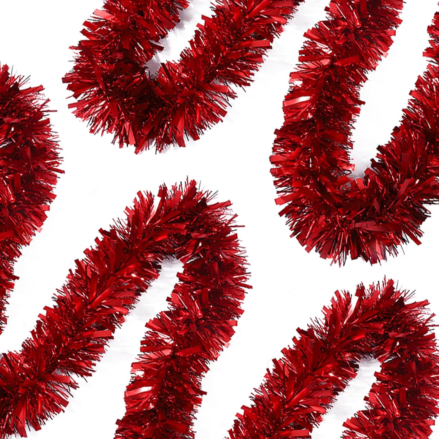 Amazon.com: 50 FT Red Tinsel Garland Christmas Tinsel Garland Xmas Tree ...