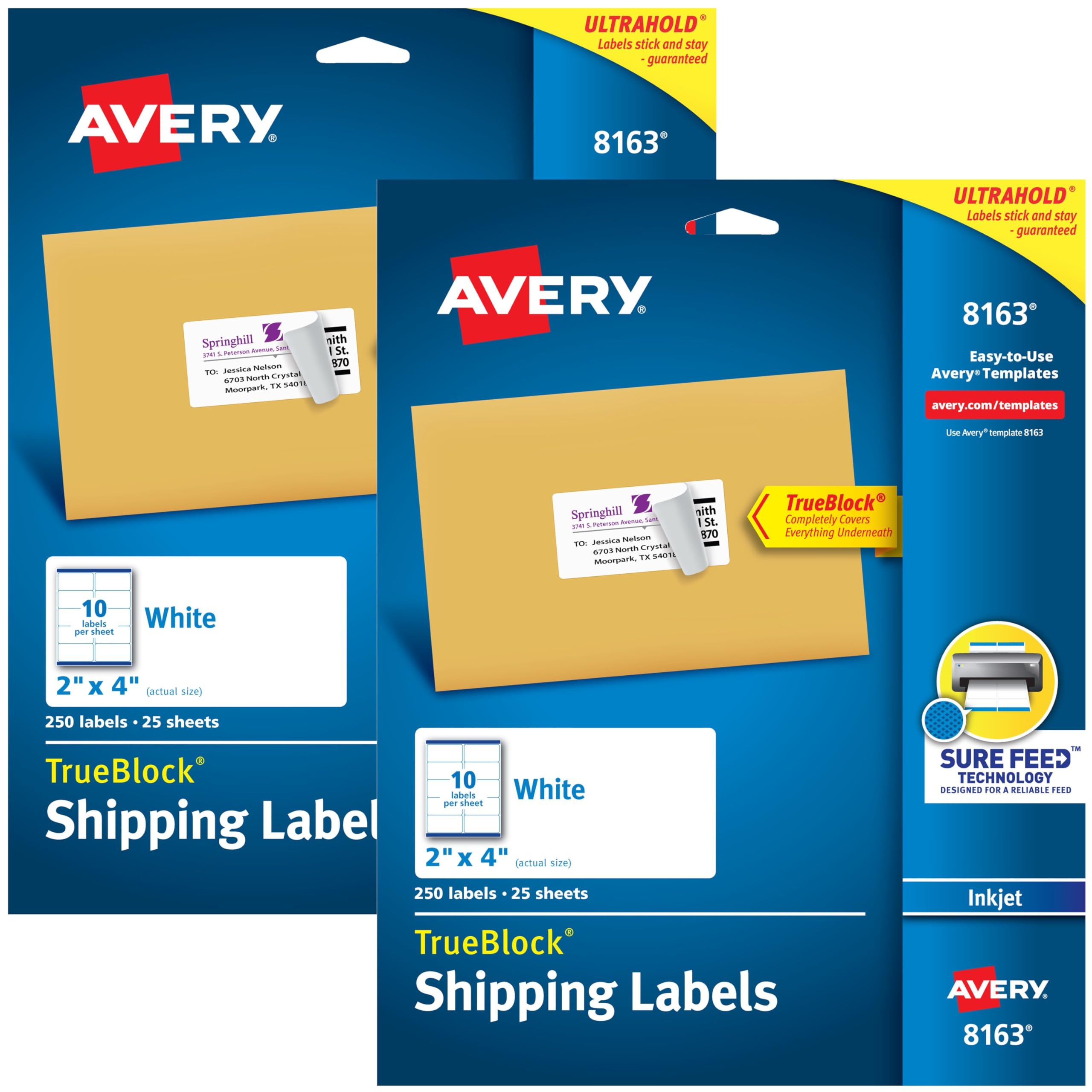 Amazon.com : Avery Printable Shipping Labels with Sure Feed, 2" x 4 ...
