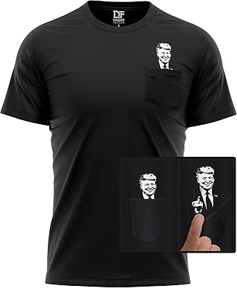 Amazon.com: Funny Trump 2020 Pocket T Shirt with Hidden Middle Finger ...
