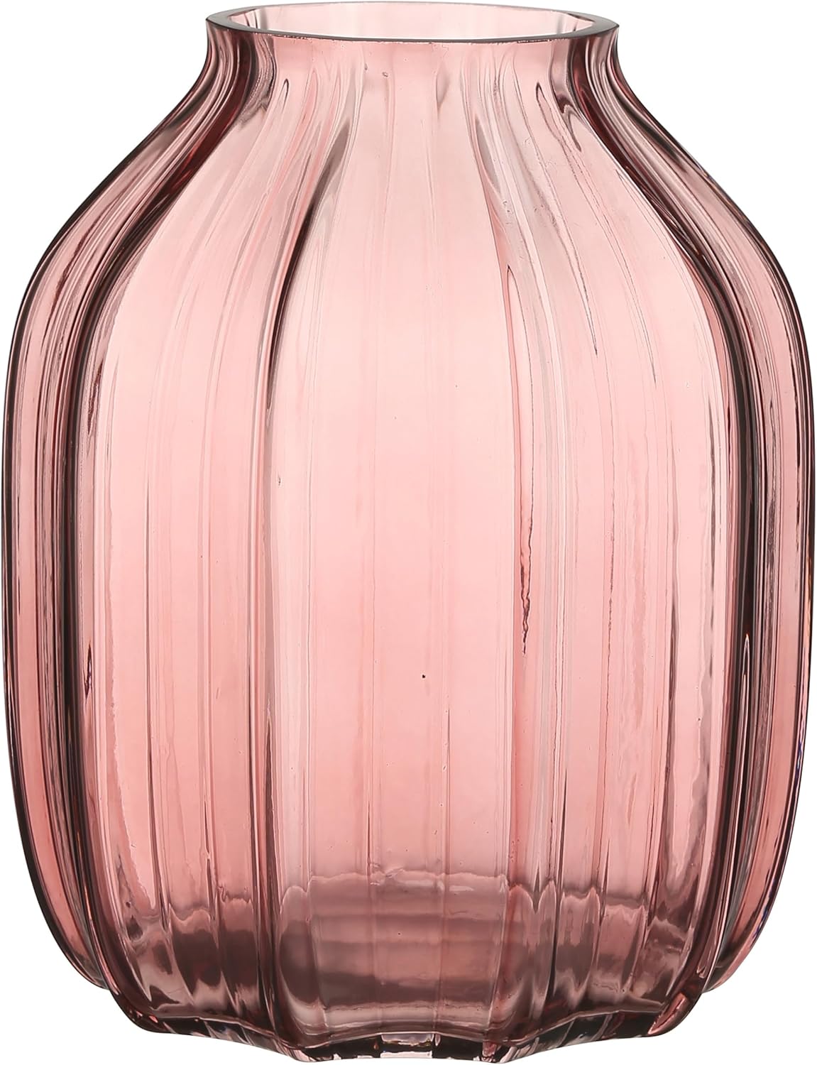 Amazon.com: Large Ribbed Tall Pink Glass Vase - 8.0" Decorative Vase ...