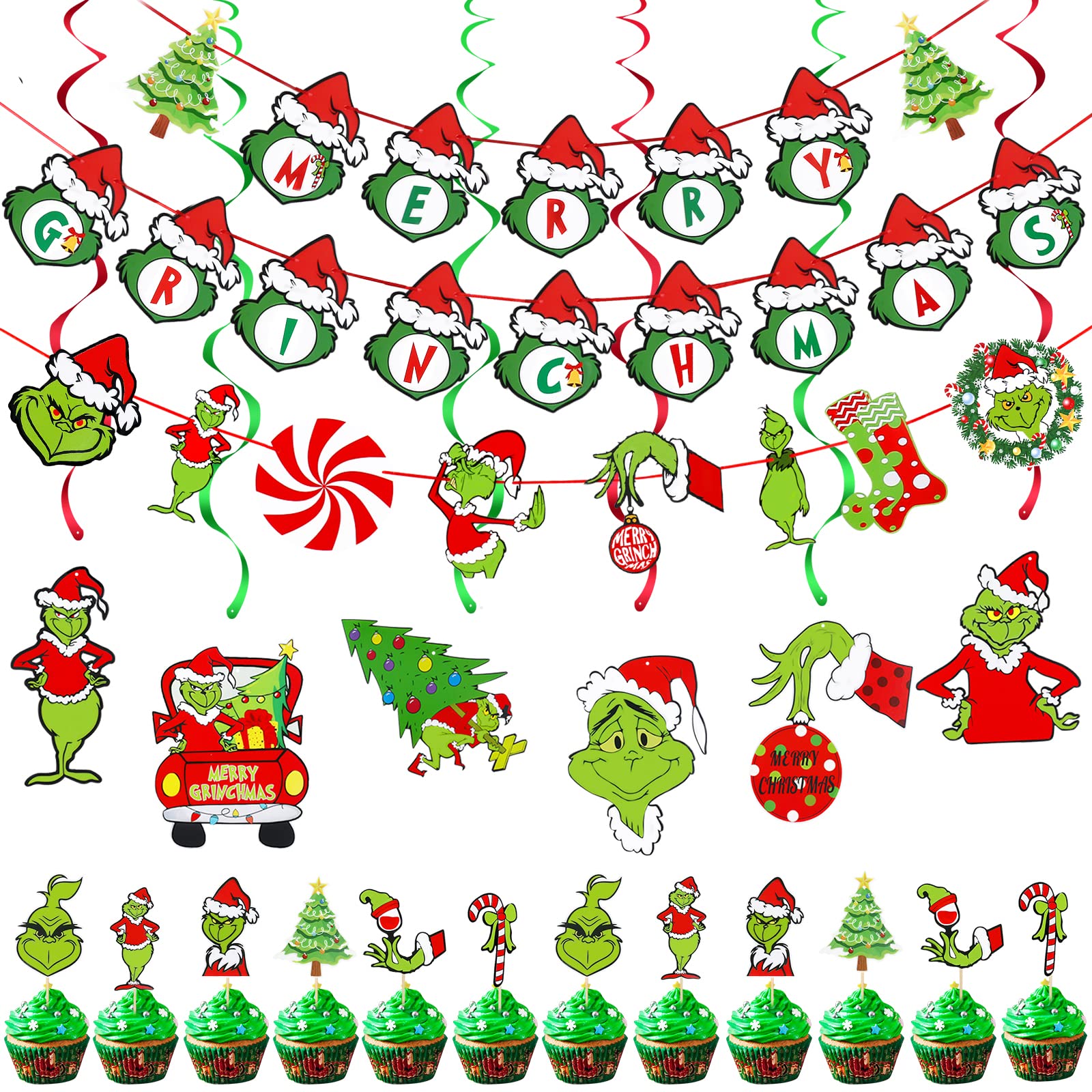 Merry Grinchmas Banner Red Green Grinch Christmas Banner Merry ...