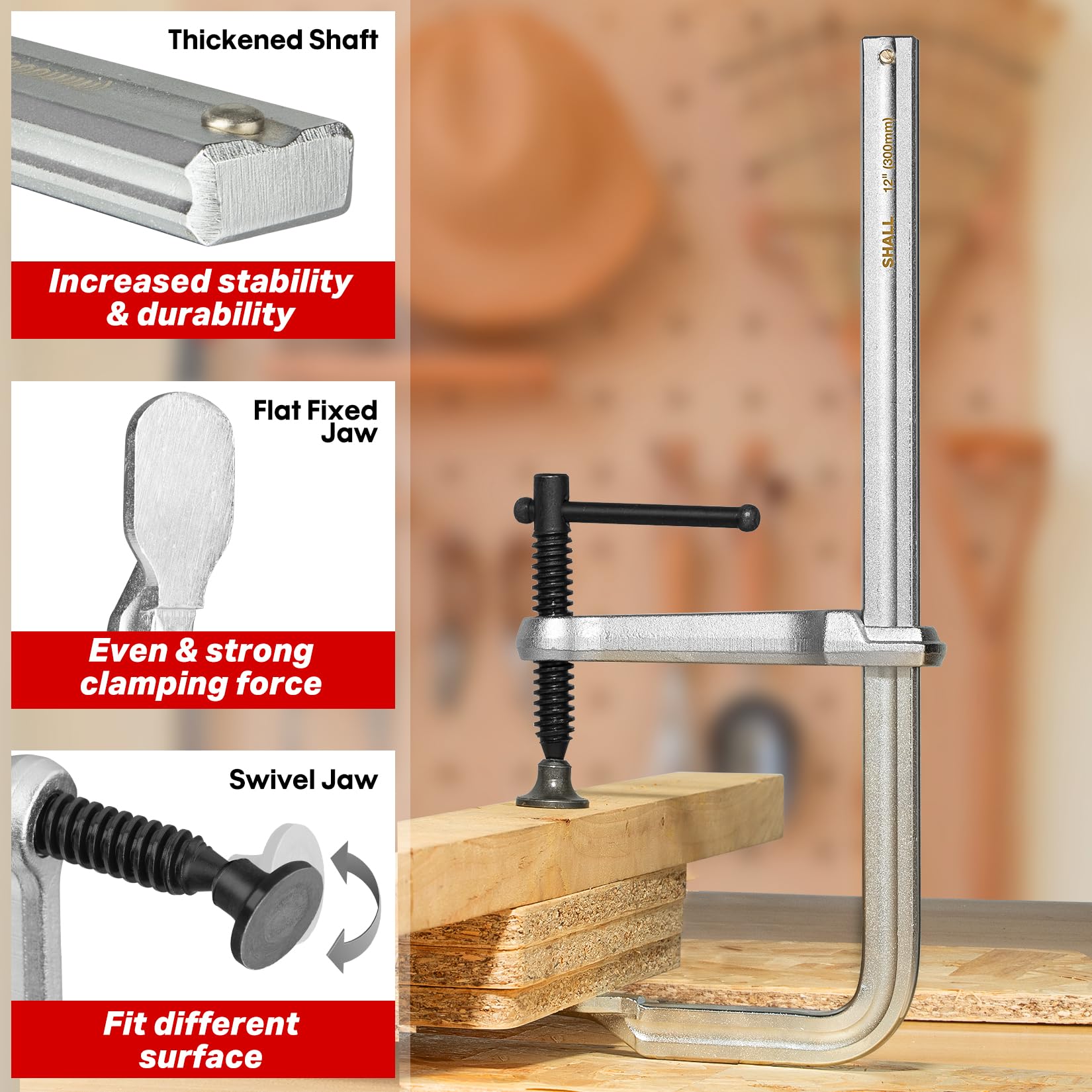 Snapklik.com : SHALL 12 In Heavy-duty Bar Clamps, 4-Pack Drop Forged ...