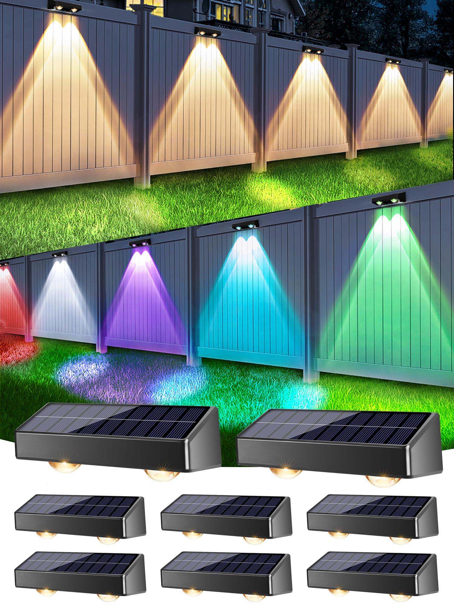 Snapklik.com : Solar Fence Lights Outdoor, 8 Pack 9 Colors & 11 Modes ...