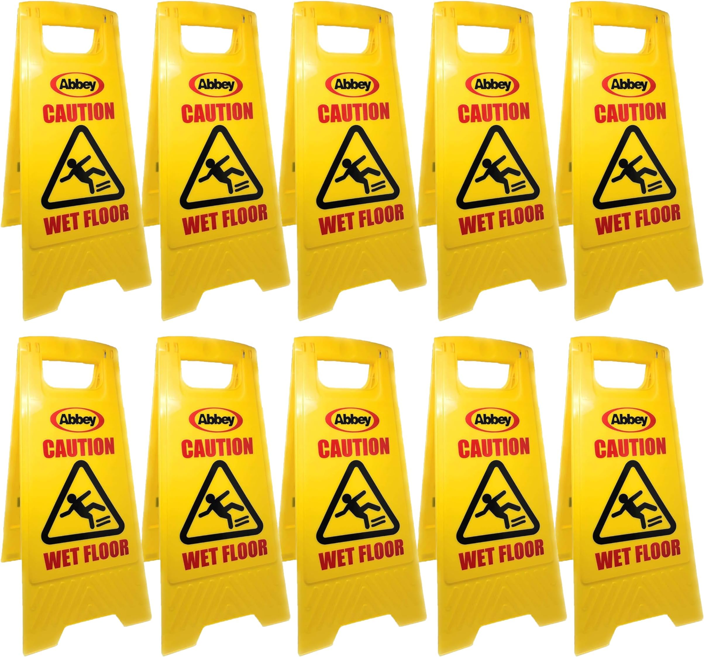 Abbey Pack of 10 Warning Caution Wet Floor Sign Yellow 640mm Height ...