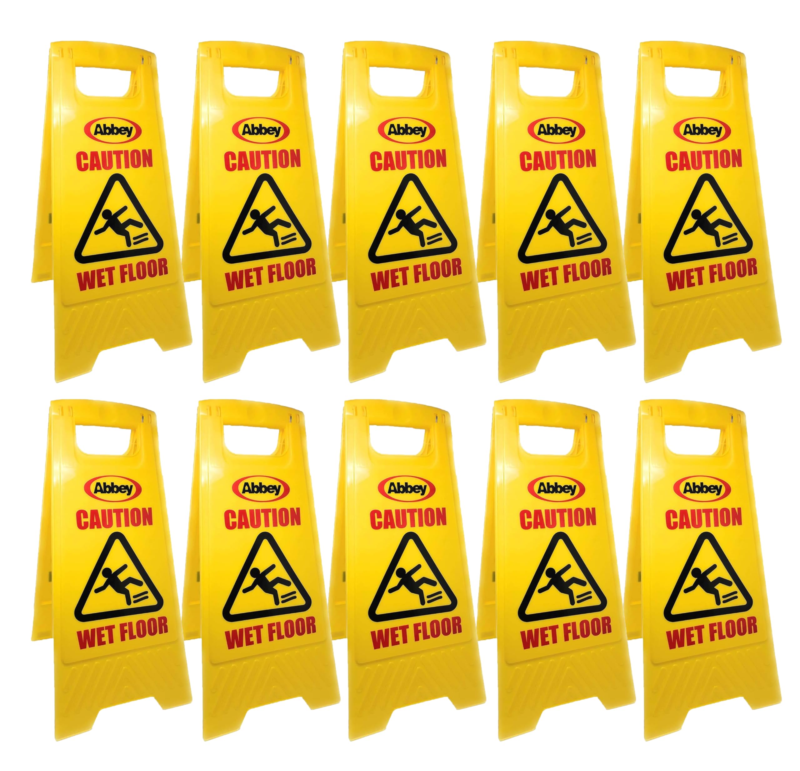 Abbey Pack of 10 Warning Caution Wet Floor Sign Yellow 640mm Height ...