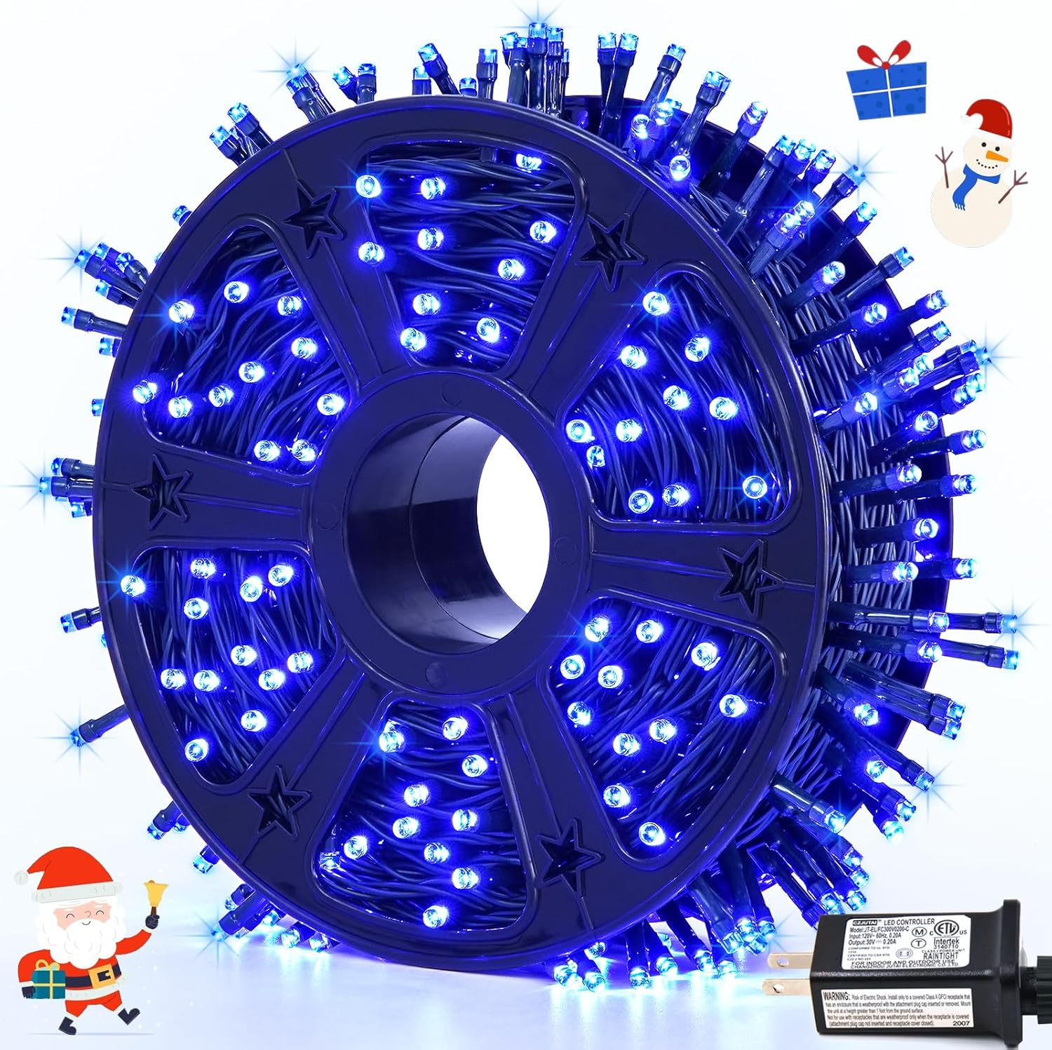 JMEXSUSS 500 LED Blue Christmas Lights Outdoor, 173ft 8 Modes Halloween ...