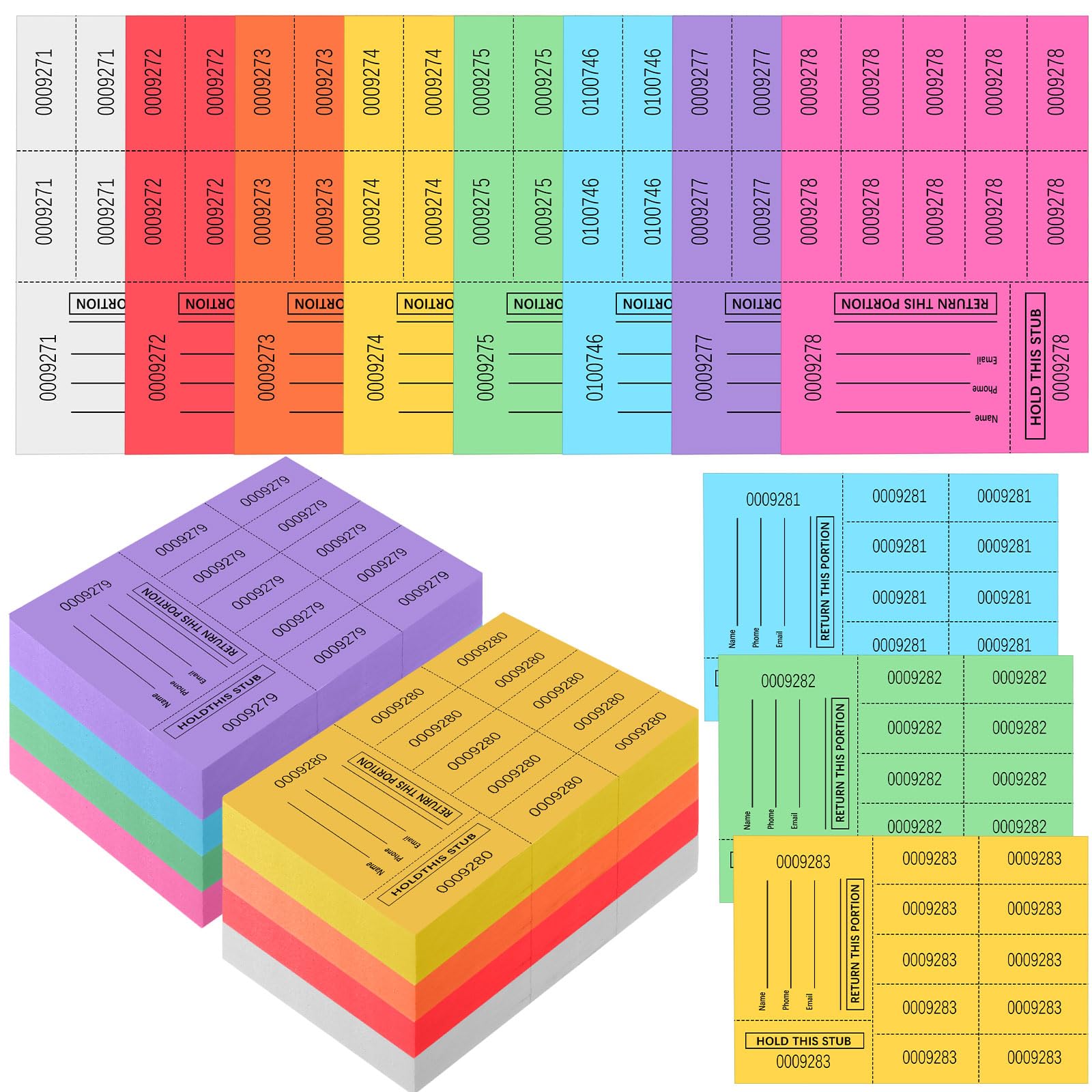 Snapklik.com : Kosiz 1000 Sheet 10 Bid Raffle Tickets Chinese Auction ...