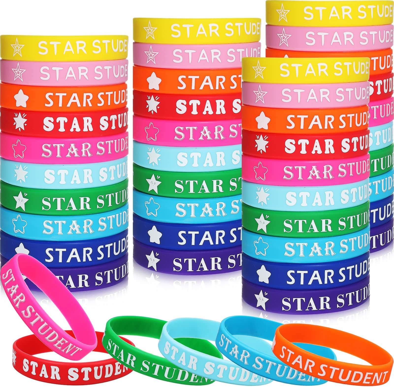 Amazon.com : Civaner 100 Pcs Star Student Wristbands Fancy Reward ...