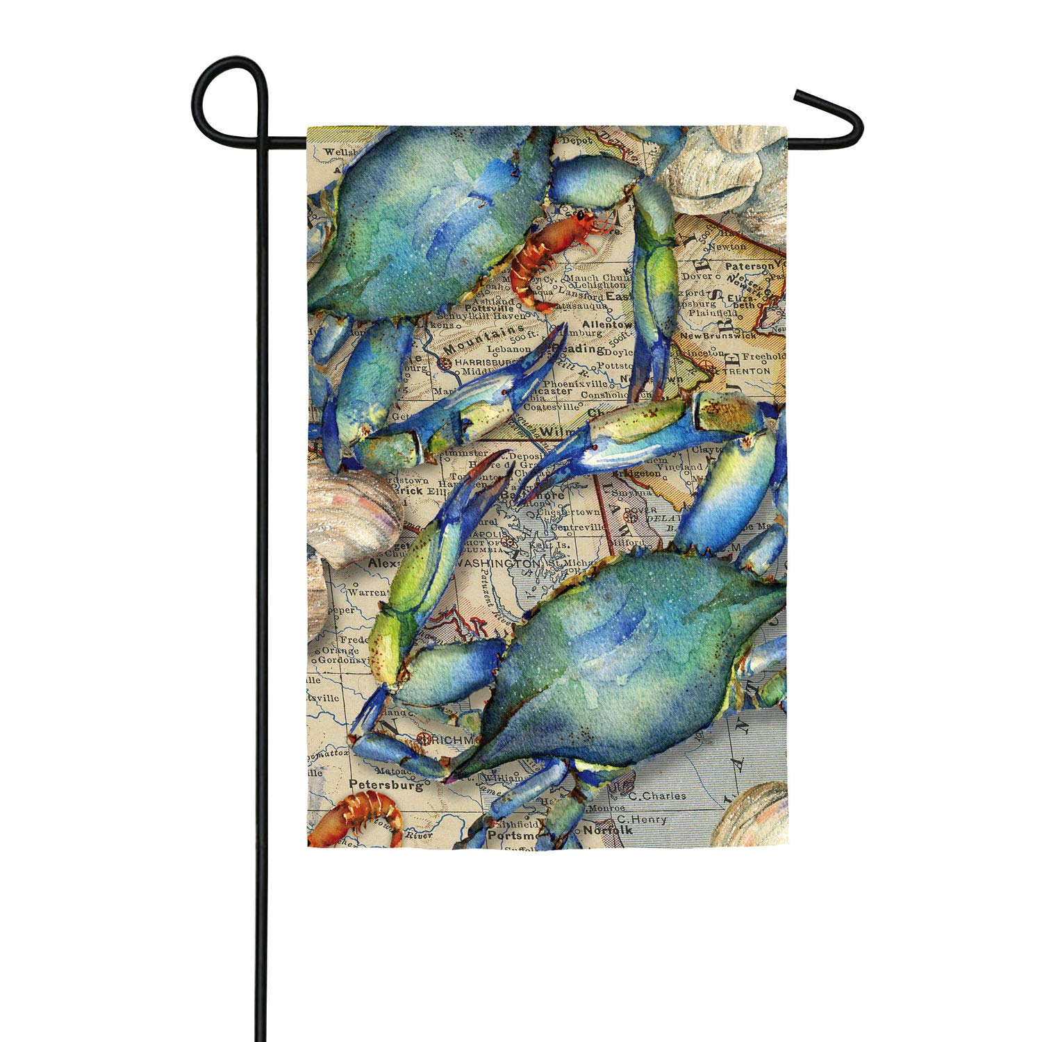 EVERGREEN ENTERPRISES INC Evergreen Flag Beautiful Beach Blue Crab Map ...