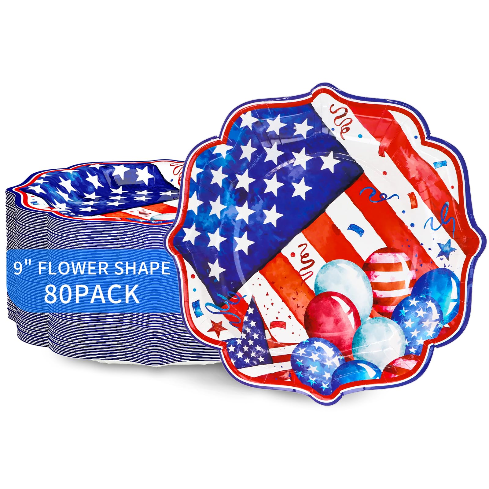 Snapklik.com : Patriotic American Flag Star Plates, 9 Inch Disposable ...