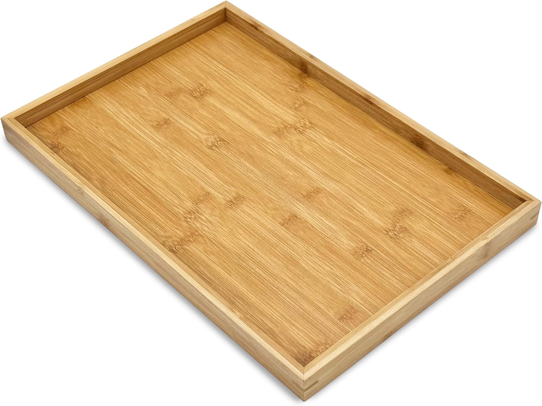 Amazon.com | Bamber Large Bamboo Serving Tray Decorative Coffee Tea ...
